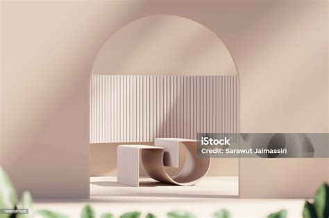 3d 렌더링 플랫폼 연단과 식물 제품 광고 프레젠테이션 배경 전경 흐림 0명에 대한 스톡 사진 및 기타 이미지 0명 3차원 형태 갈색 Istock