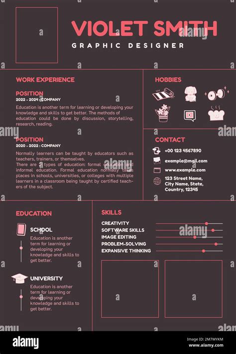 Feminine Cv Editable Template Vector Resume For Entry Level And