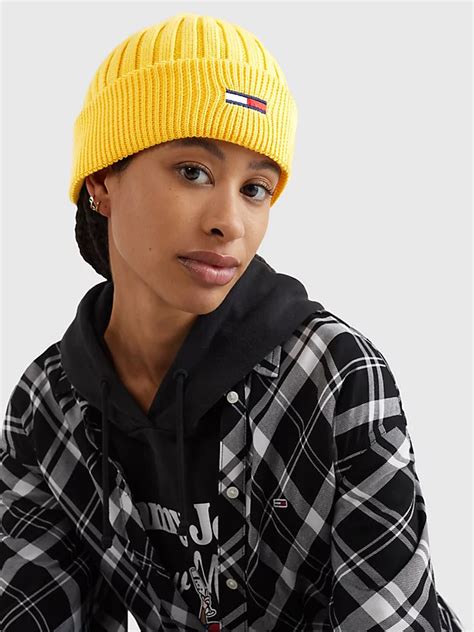 Rib Knit Flag Beanie Yellow Tommy Hilfiger