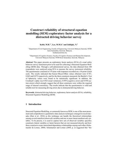Pdf Construct Reliability Of Structural Equation Modelling Sem