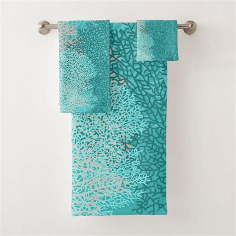 Sea Fans Turquoise Bath Towel Set Zazzle Turquoise Bath Towels Bath Towels Bath Towel Sets