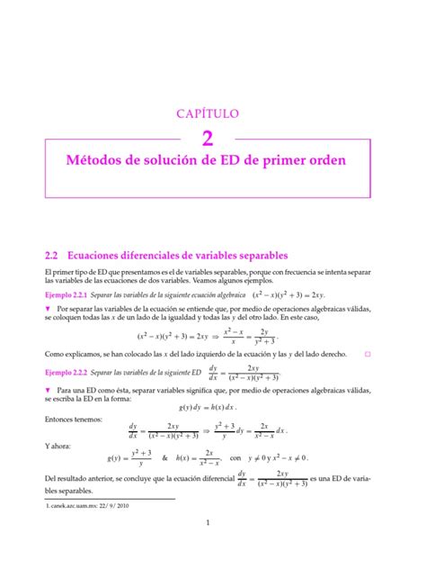 22 Ecuaciones Diferenciales De Variables Separables Pdf Ecuaciones