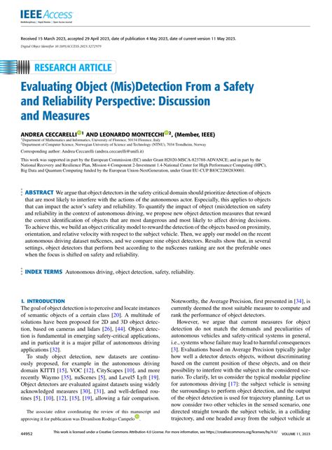 Pdf Evaluating Object Mis Detection From A Safety And Reliability