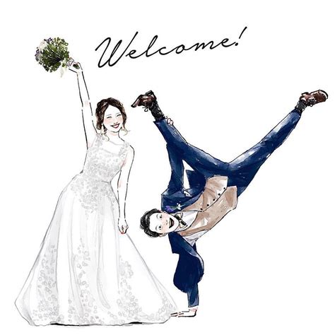 チュールウエディング │ おしゃれで自由な結婚式式場探し On Instagram “2人のウェディングフォトをイラストでウェルカムボード