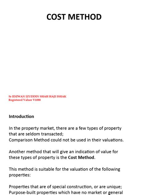 Cost Method Pdf Depreciation Real Estate Appraisal