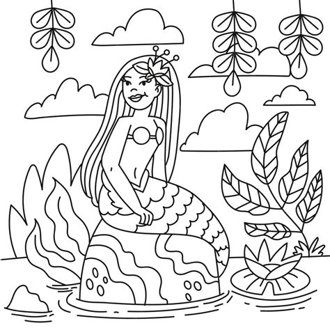 손으로 그린 인어 색칠하기 책 그림 무료 벡터