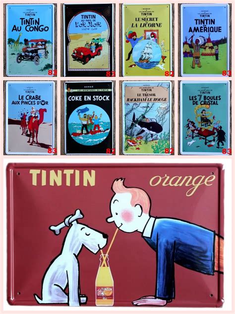 1 Pc Tintin Et Milou Cartoon French Tin Plate Sign Plate Wall Man Cave