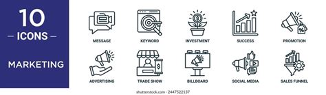 Marketing Outline Icon Set Includes Thin Stock Vector Royalty Free