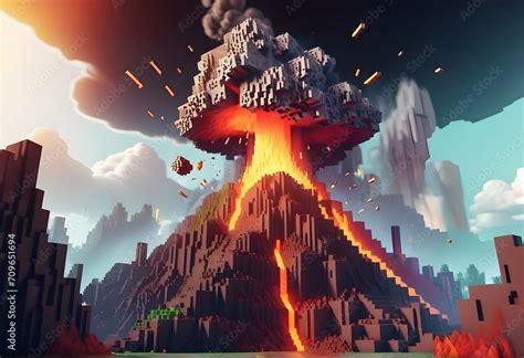 Eruption Of Minecraft World Exploding Minecraft Colorful Cubes Paint And Splashes Explosive