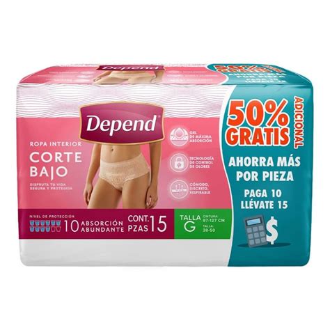 Ropa Interior Para Incontinencia Depend Corte Bajo Grande 15 Pzas Walmart