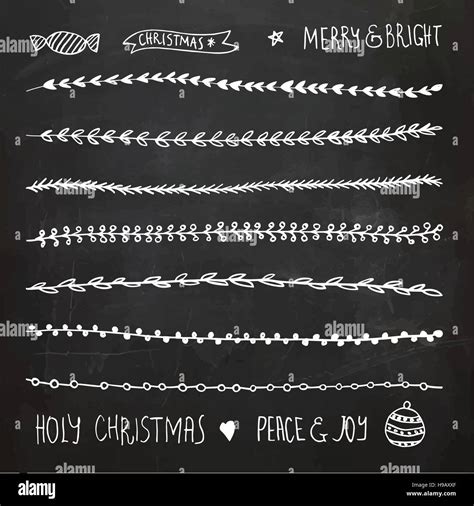 Hand Drawn Christmas Decorative Elements Doodles And Borders Stock