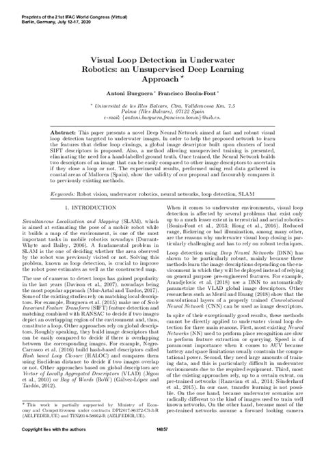 Pdf Visual Loop Detection In Underwater Robotics An Unsupervised