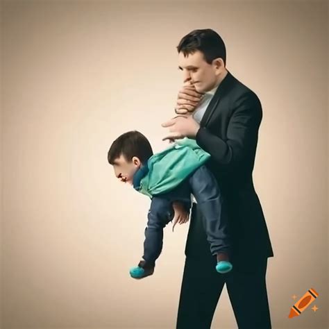 Father Carrying Son In Church Gathering On Craiyon
