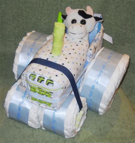 Unique Farm Tractor Diaper Cake With Cow For By CushyCreations Baby