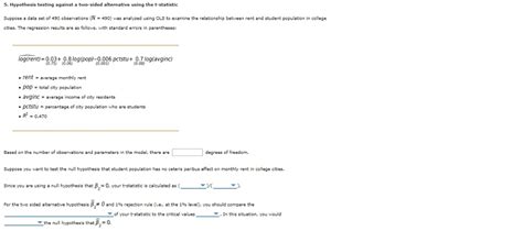 solved 5 hypothesis testing against a two sided alternative