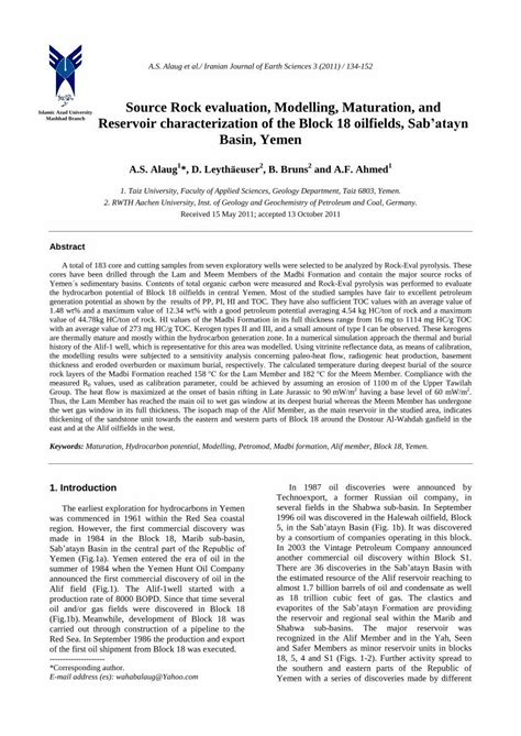 Pdf Source Rock Evaluation Modelling Maturation Andijesmshdiauac