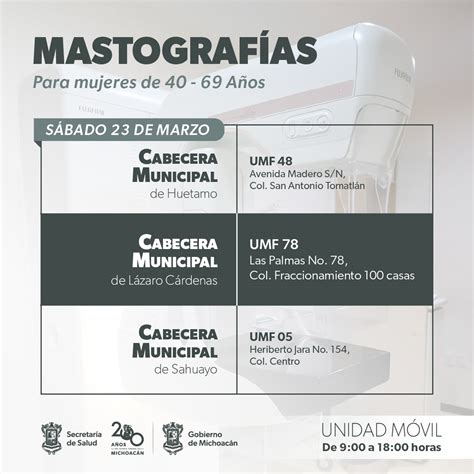 Salud Ssm Realizará Mastografías Gratuitas En 4 Municipios De Michoacán