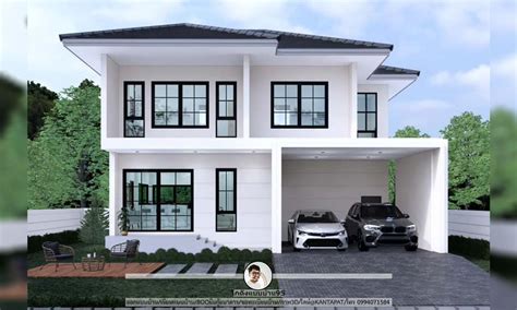 P 1372 แบบบ้านทรงปั้นหยา บ้านสมัยใหม่ ตกแต่งมินิมอล 3 ห้องนอน ดูฟรี