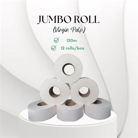 Jumbo Roll Tissue L Tisu Gulung Tandas 130m 2ply 12rolls Ctn 100