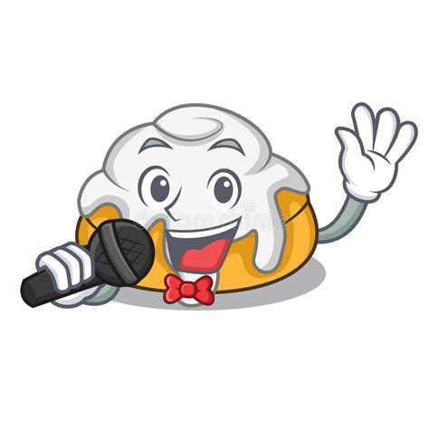 Singing Cinnamon Roll Mascot Cartoon Stock Vector Illustration Of