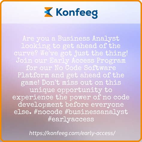 Konfeeg On Linkedin Nocode Businessanalyst Earlyaccess Projects