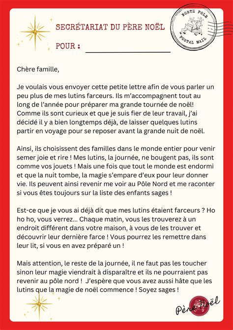Lettre Arrivée Du Lutin Farceur De Noel Modèle Gratuit