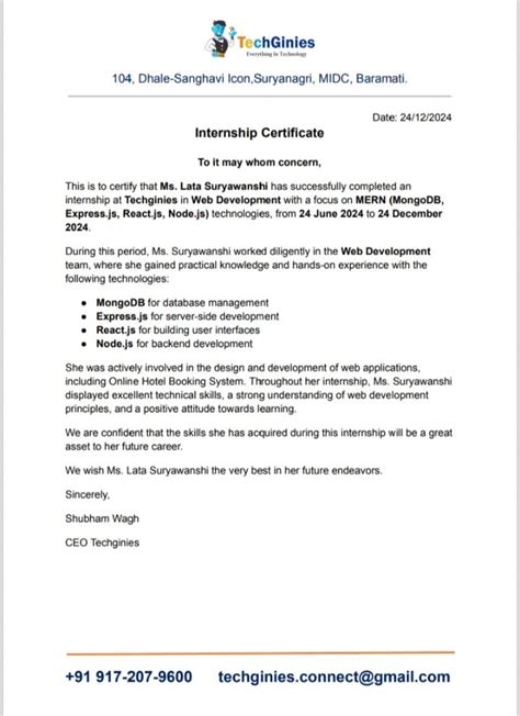 thrilled to have completed my web development internship at techgnites … lata suryavanshi