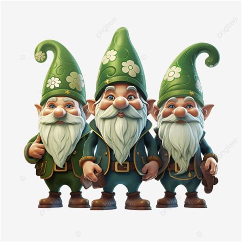 Gnomos Del Día De San Patricio Con Tréboles Transparentes PNG dibujos
