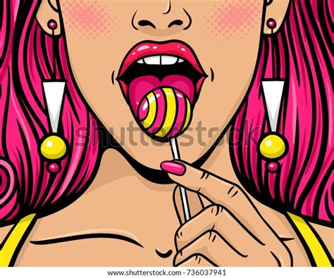Pop Art Female Face Closeup Sexy Stock Vector Royalty Free