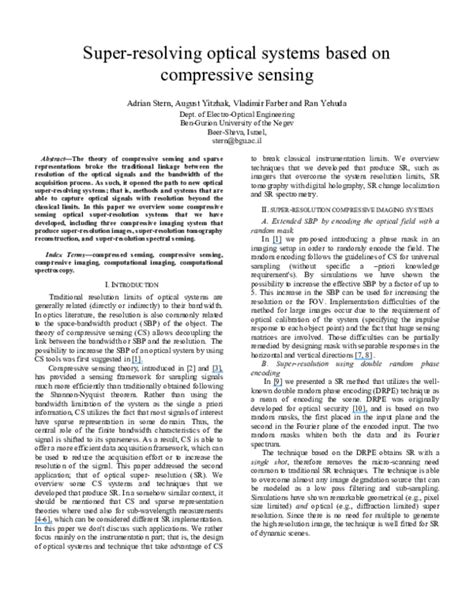 Pdf Super Resolving Optical Systems Based On Compressive Sensing