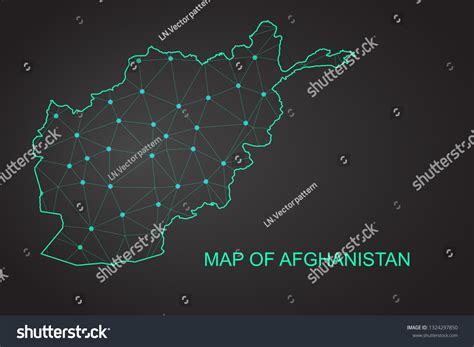 Map Of Afghanistan From Polygonal Wire Frame Low Royalty Free Stock Vector Avopix