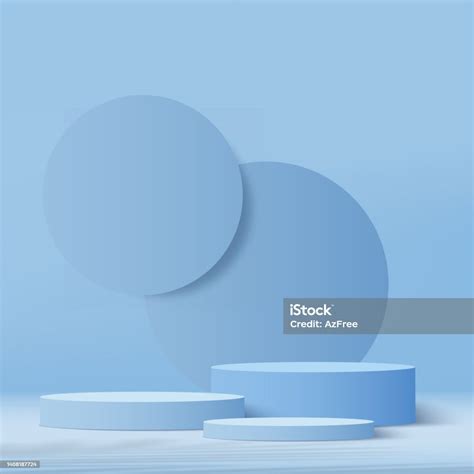 3d 파란색 연단과 최소한의 파란색 벽 장면 3d 연단 최소한의 추상적 인 배경 벡터 메달 수상대에 대한 스톡 벡터 아트 및 기타 이미지 메달 수상대 배경 주제