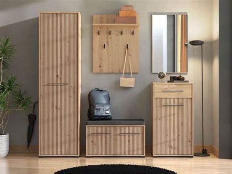 Landes Slatted Artisan Oak Effect Tall Narrow Shallow Depth Wardrobe For Small Spaces 11013431 Rz
