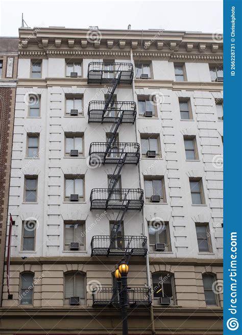 Stairs Emergency And Evacuation Exit Stair In Up Ladder In A New Office Building Royalty Free