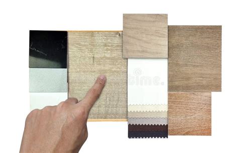 Interior Architect Chooses Material Samples Including Wooden Ceramic Tiles Wood Laminate