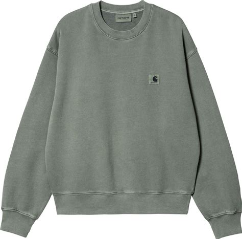 Carhartt Wip W Nelson Sweat Smoke Green Garment Dyed Sweatshirts Snowleader