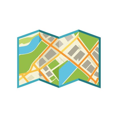 Illustrated City Map Flat Design Style Roads Buildings Parks Rivers