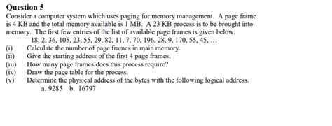 Solved Question Consider A Computer System Which Uses Chegg