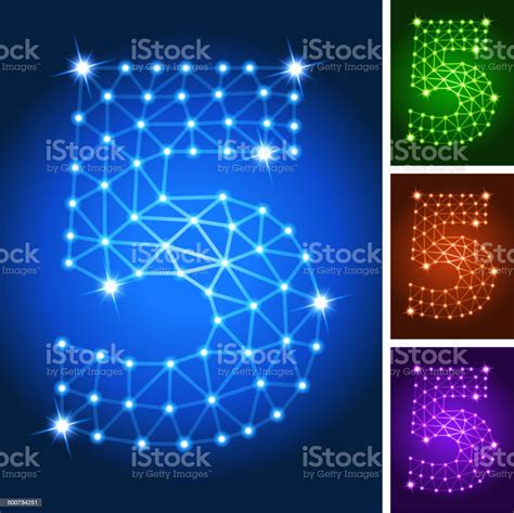 five on triangular nodes connection structure vector art stock