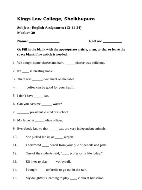 13 11 24 Use Of Article Assignment Pdf