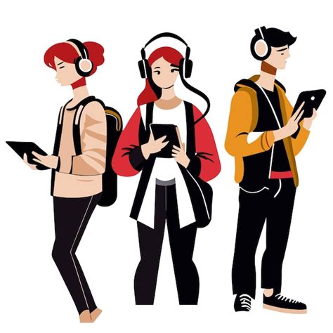 Premium Vector Sketches Of Modern Adolescents