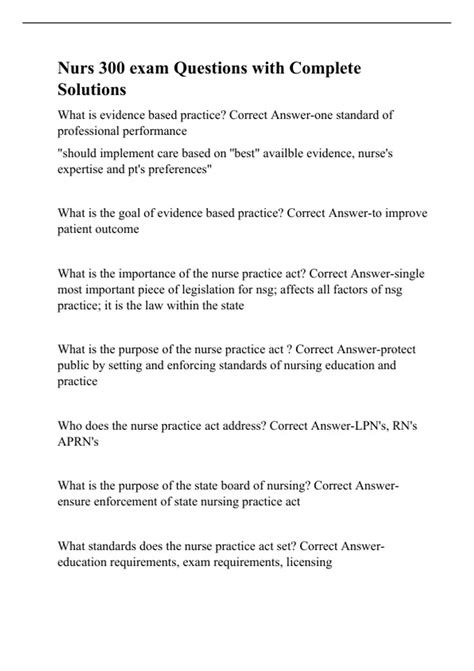 Nurs 300 Exam Questions With Complete Solutions Nurs 300 Stuvia Us