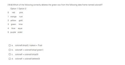 Solved Which Of The Following Correctly Deletes The Chegg