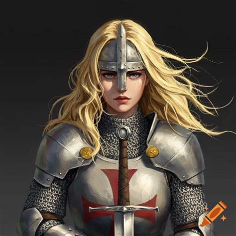 A Blonde Female Medieval Crusader In Armor On Craiyon A Blonde Female Medieval Crusader In Armor On Craiyon