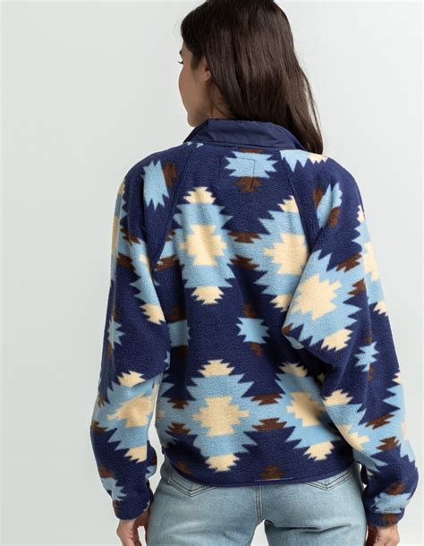 Rsq Womens Printed Polar Fleece Jacket Navy Combo Tillys