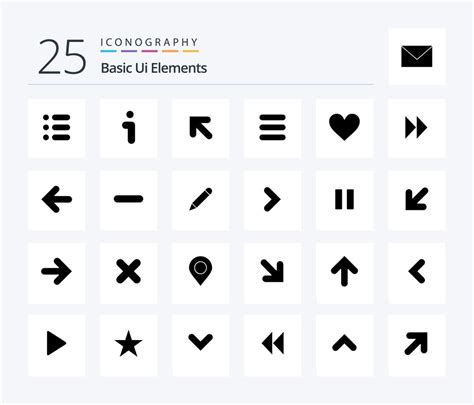 Basic Ui Elements Solid Glyph Icon Pack Including Wedding Heart Arrow Love Task
