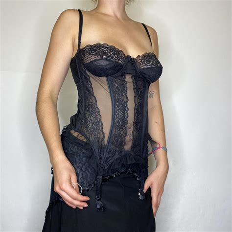 Sheer Lace Corset With Detachable Straps Modelled Depop
