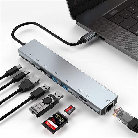 USB C Hub 8 In 1 Adapter Grijs Qost