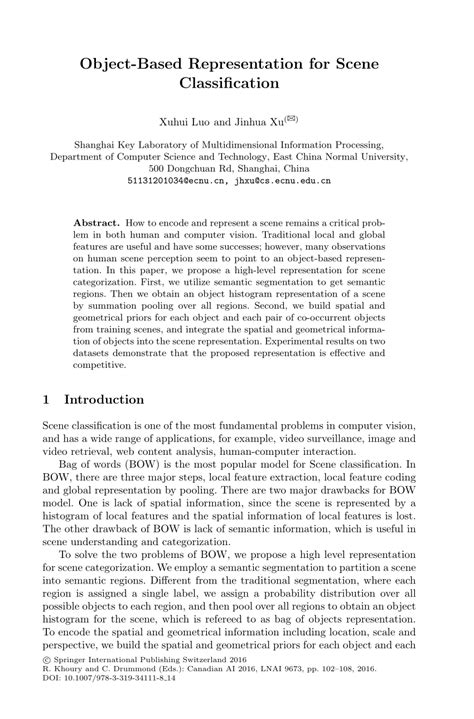 Pdf Object Based Representation For Scene Classification