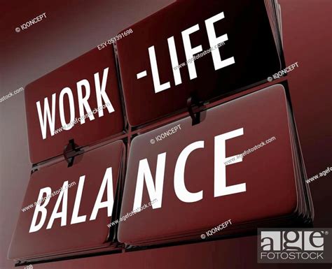 Work Life Balance Clock Flipping Tiles D Illustration Stock Photo